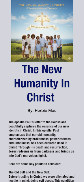 The New Humanity In Christ - Herbie Mac (Apostle of Encouragement)